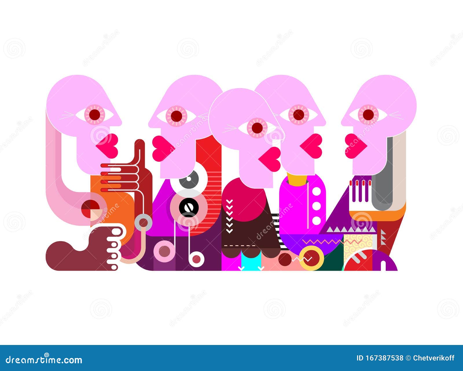 Group of Five Same People stock vector. Illustration of dummy - 167387538