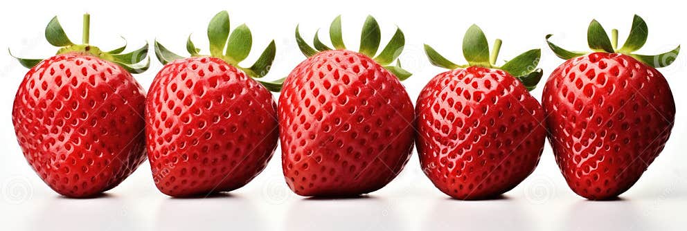 A Group of Five Strawberries Lined Up in a Row Stock Illustration ...