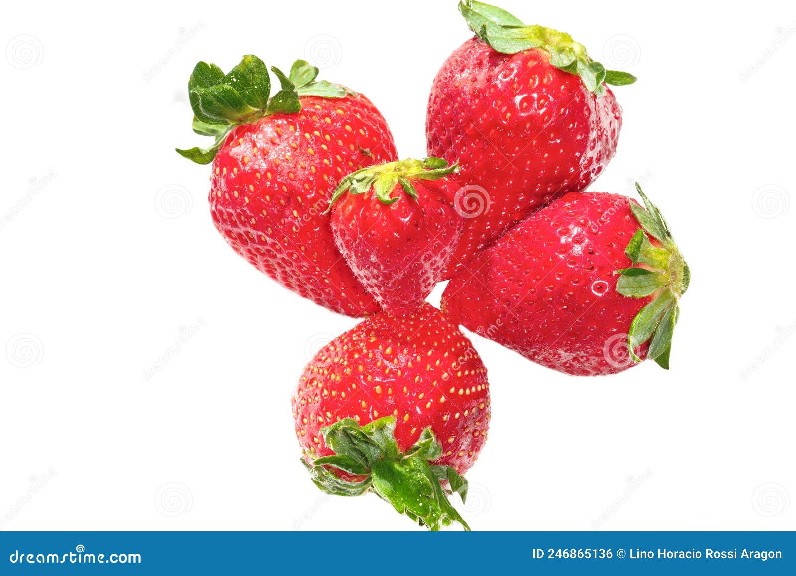 Group of Five Strawberries, on White Background Stock Photo - Image of ...