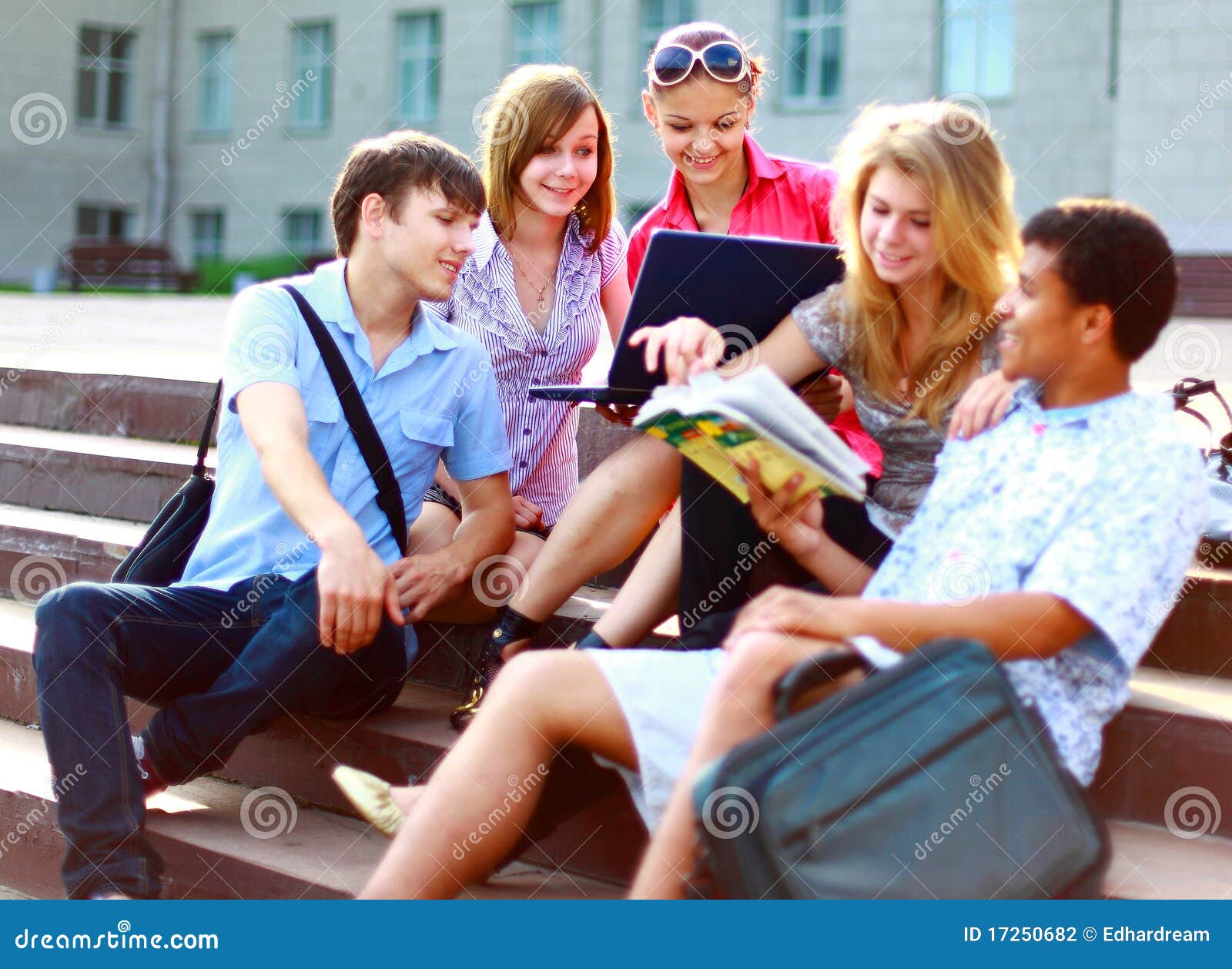 Group of five students stock photo. Image of laughing - 17250682