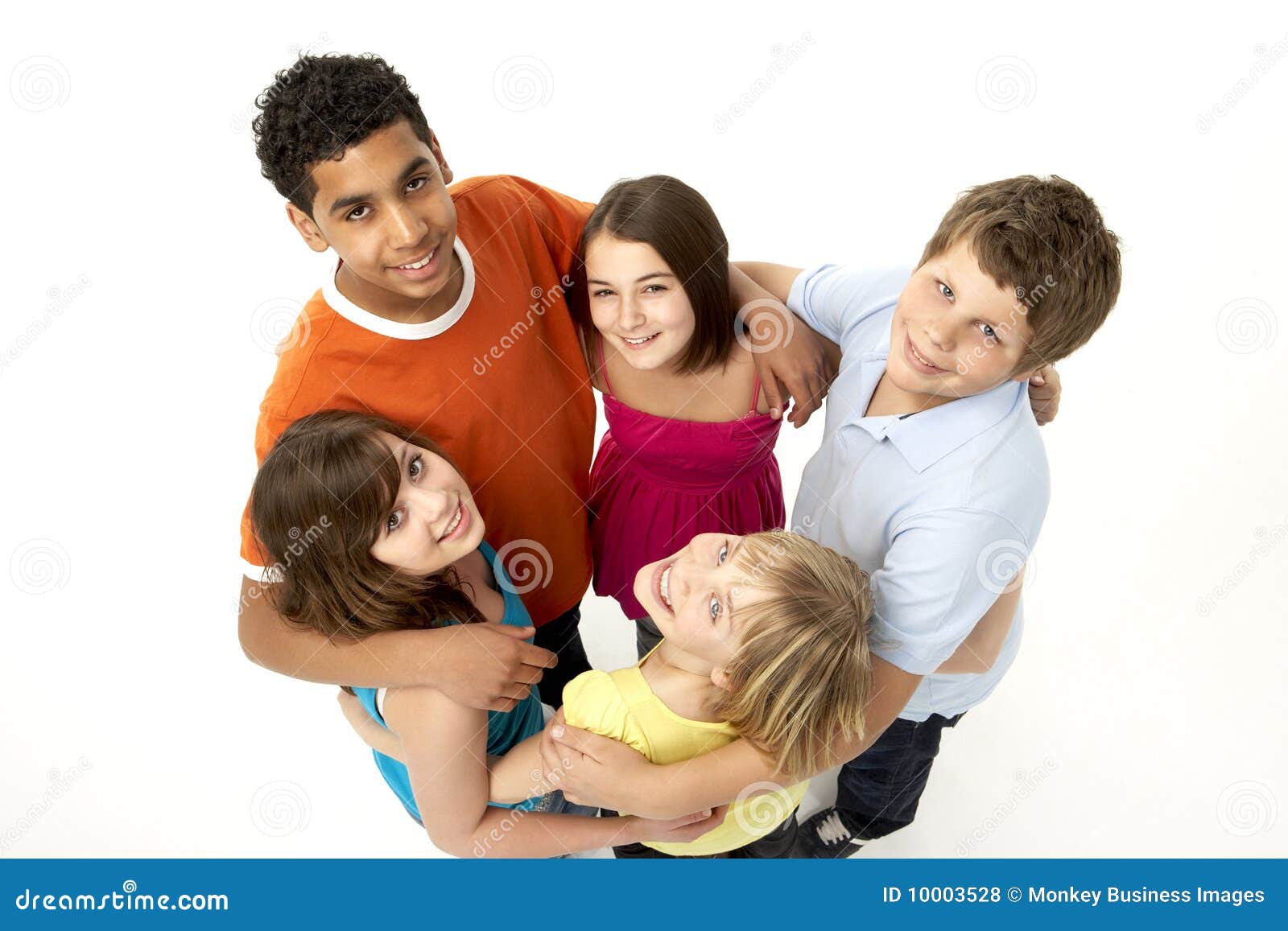 Group of Five Young Children in Studio Stock Photo - Image of ...