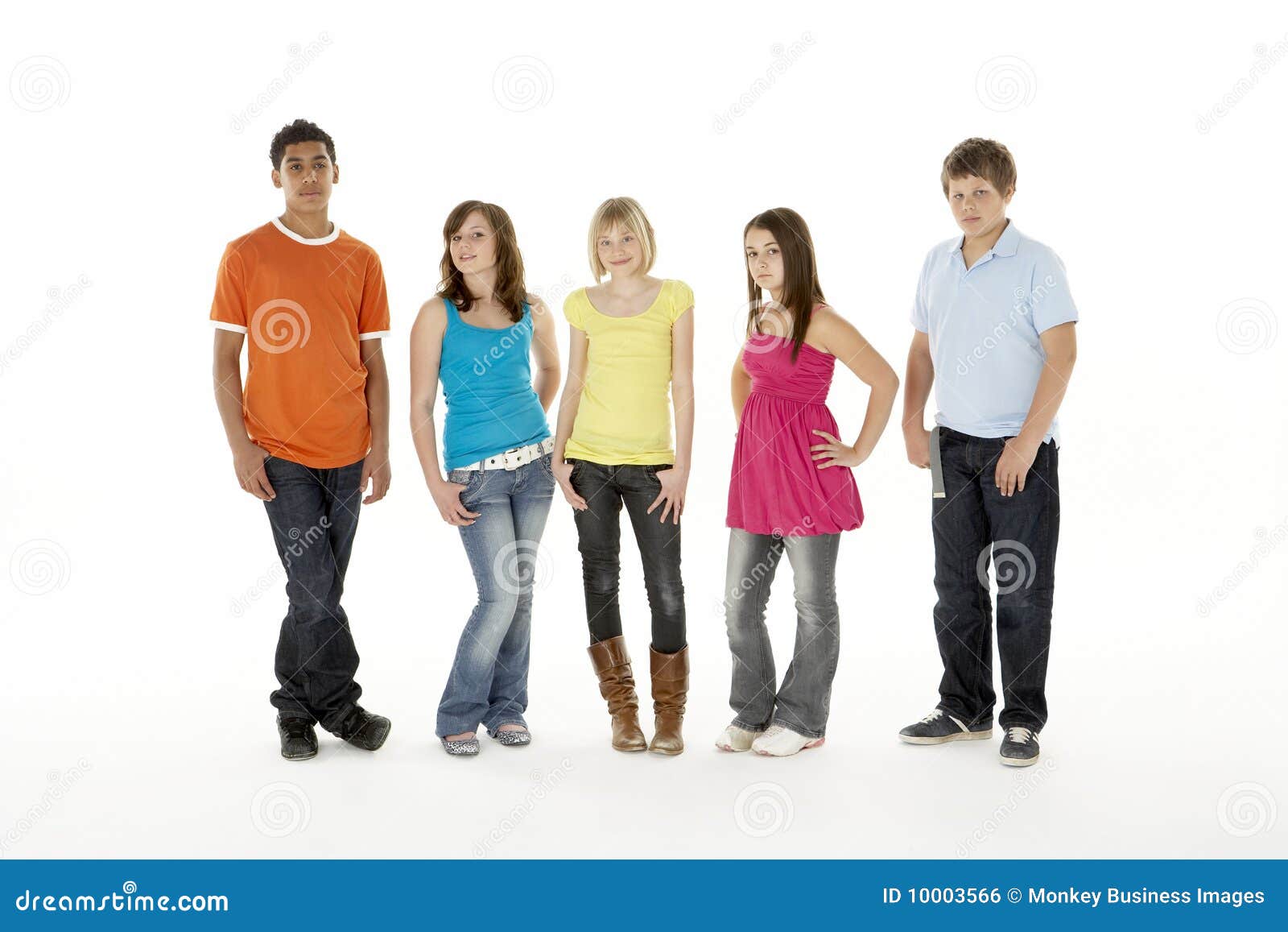 Group of Five Young Children in Studio Stock Photo - Image of five ...