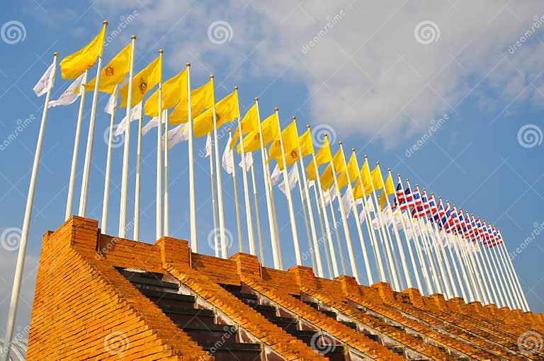 Group of Flag pillars stock image. Image of anniversary - 24335335