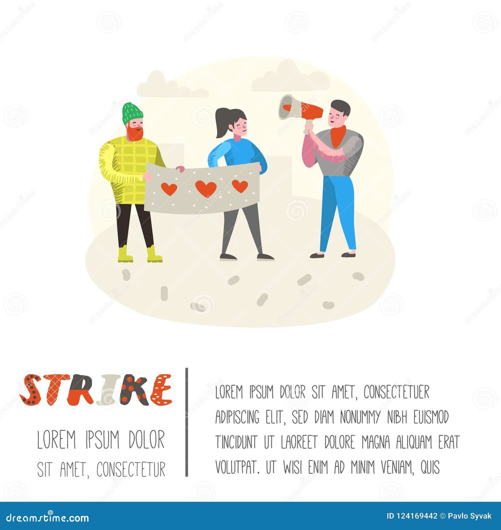 Group of Flat Angry People Protesting at Strike. Characters Picketing ...