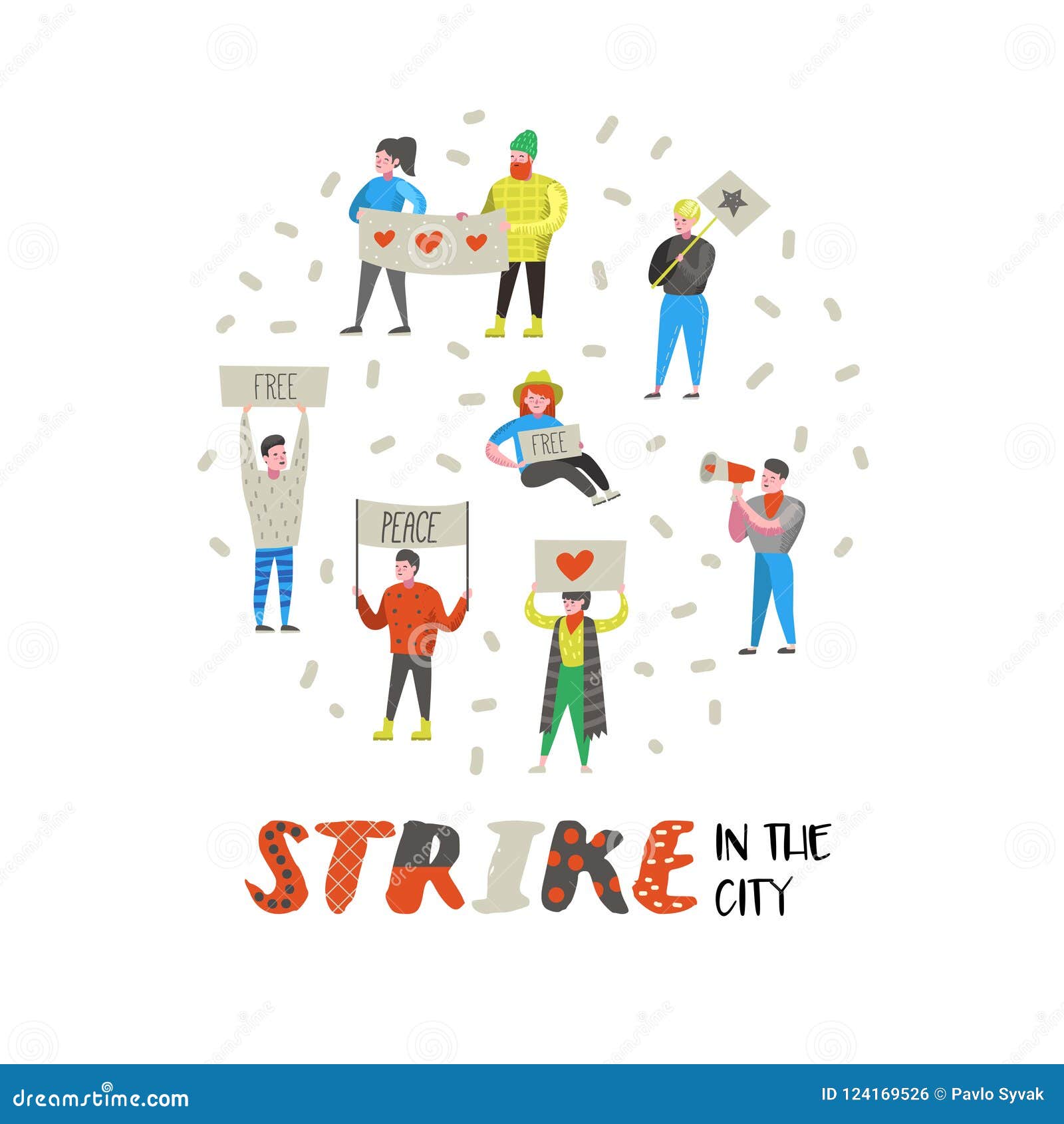 Protest Or Picket. People Holding Signs. Activists Against ...