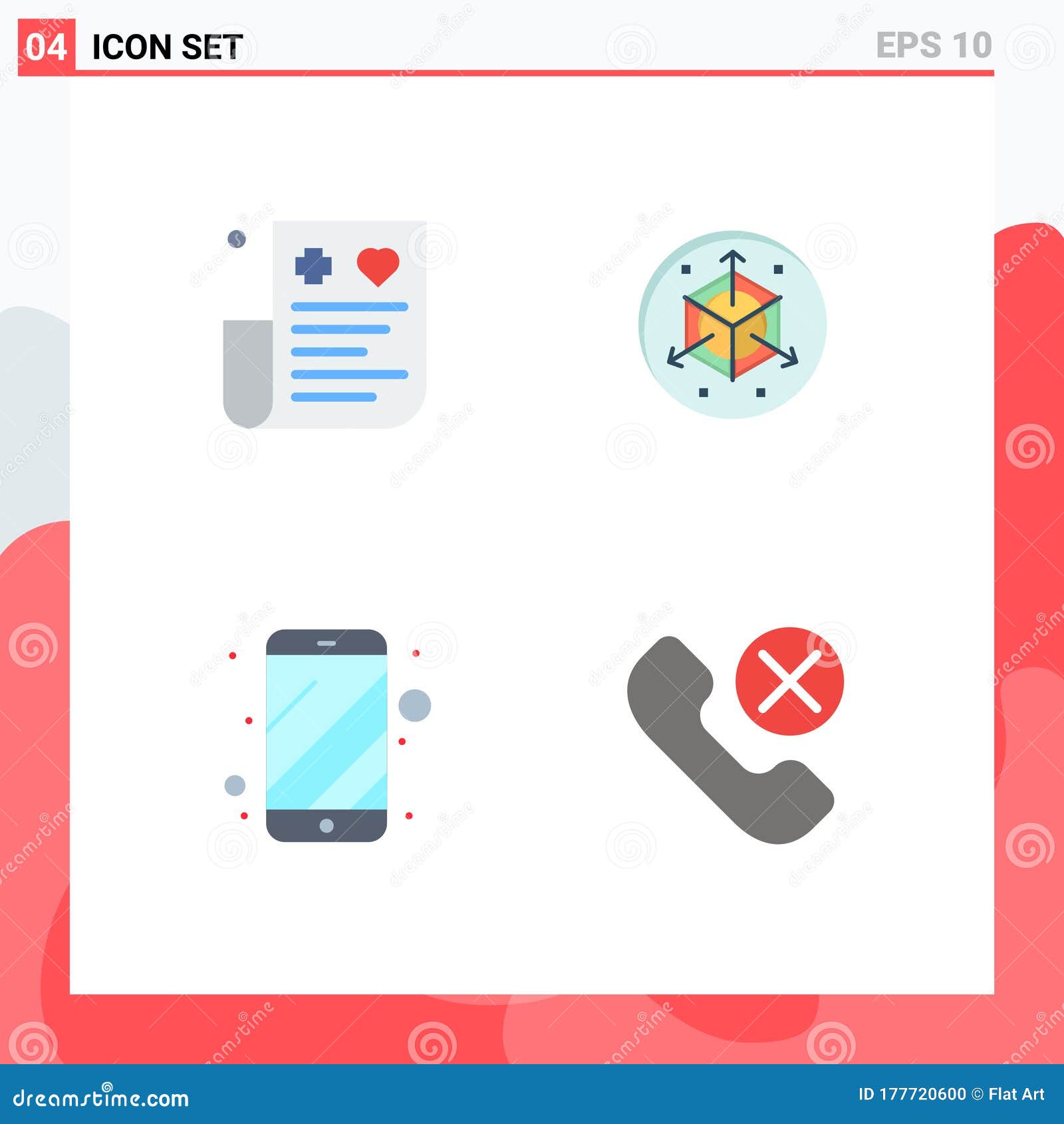 Group of 4 Flat Icons Signs and Symbols for Bill, Mobile, Expense ...