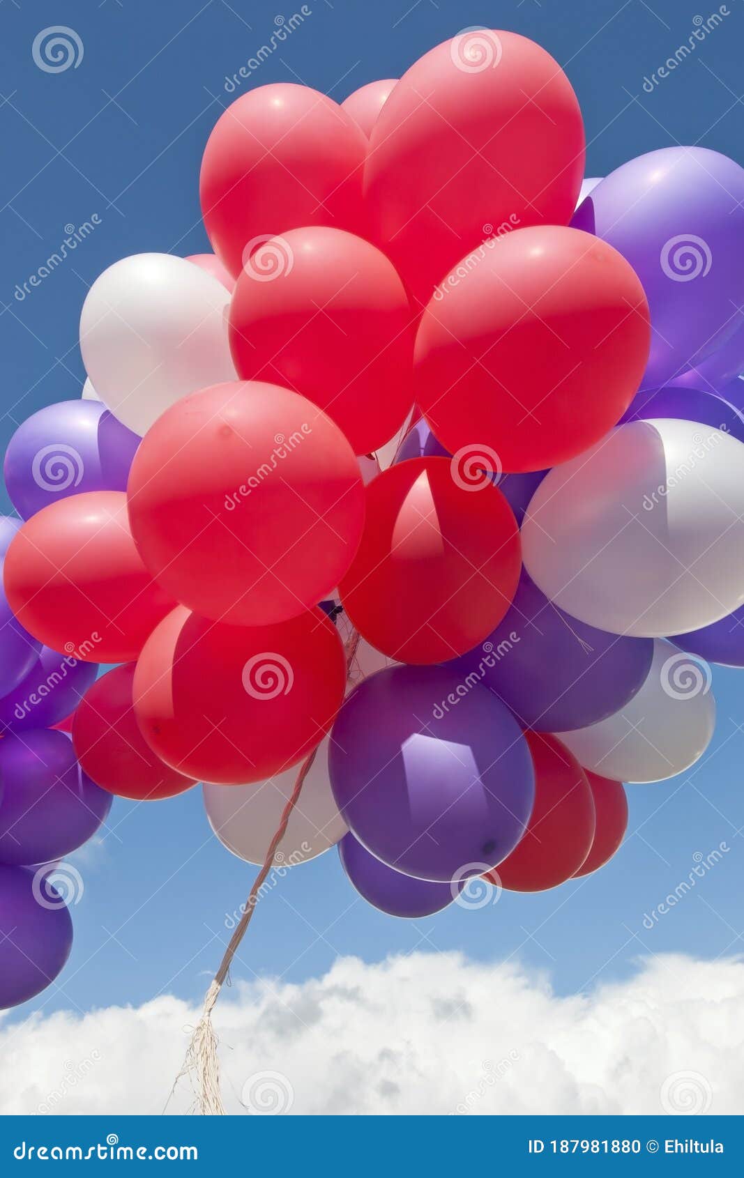 Group of Floating Balloons Against Blue Sky Stock Photo - Image of ...