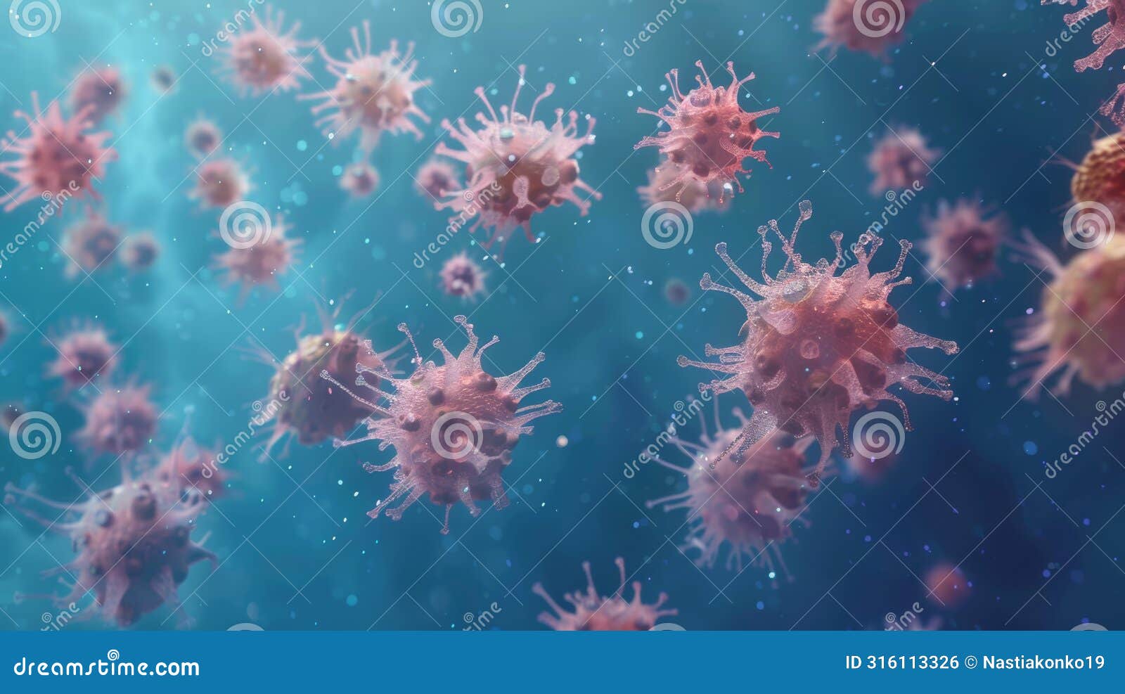 Group of Floating Germs, Airborne Particles Spreading in the Atmosphere ...