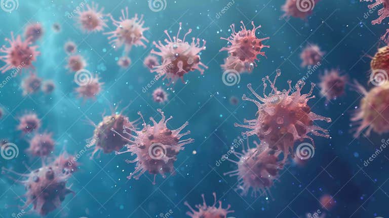 Group of Floating Germs, Airborne Particles Spreading in the Atmosphere ...