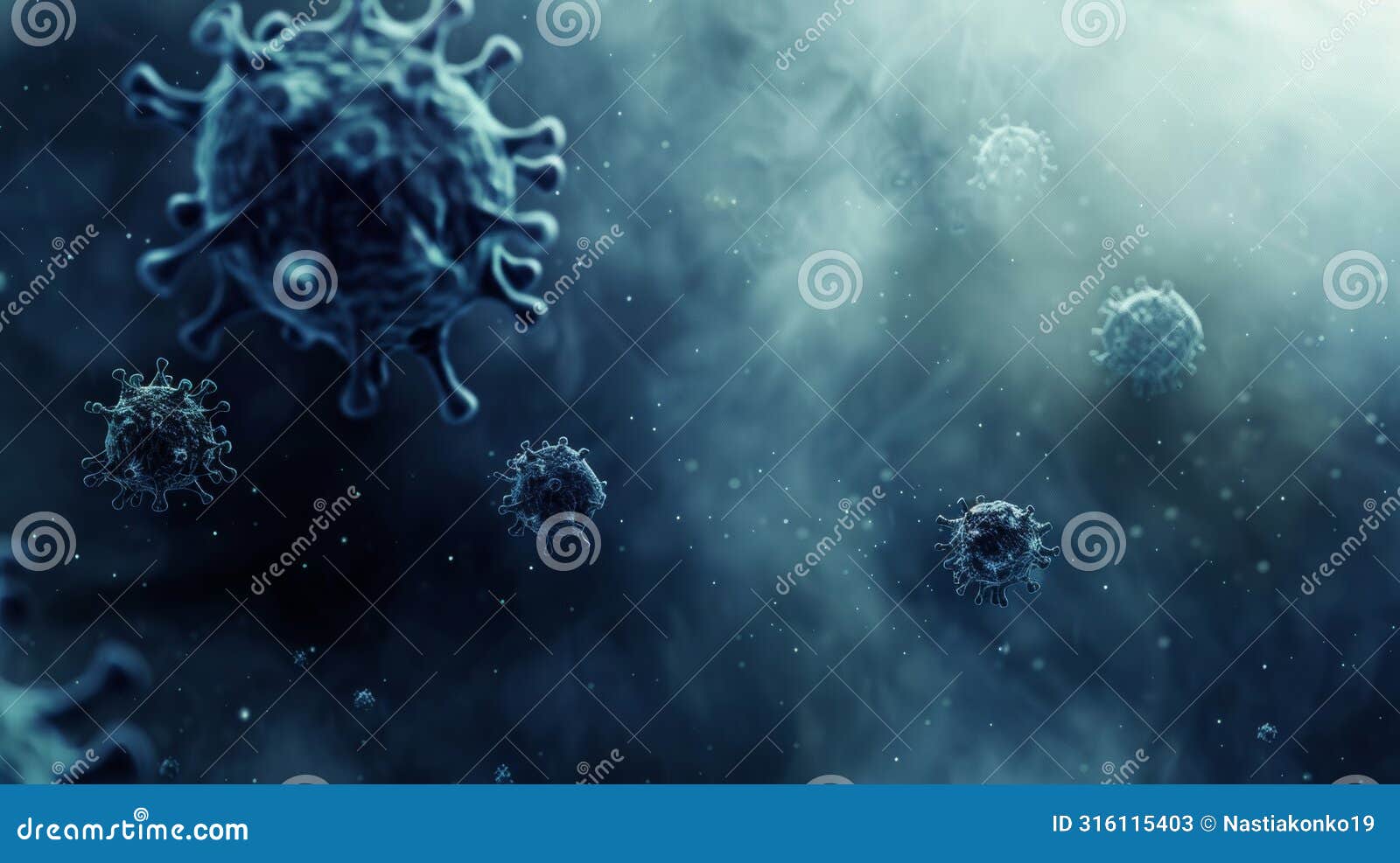 Group of Floating Germs, Airborne Particles Spreading in the Atmosphere ...