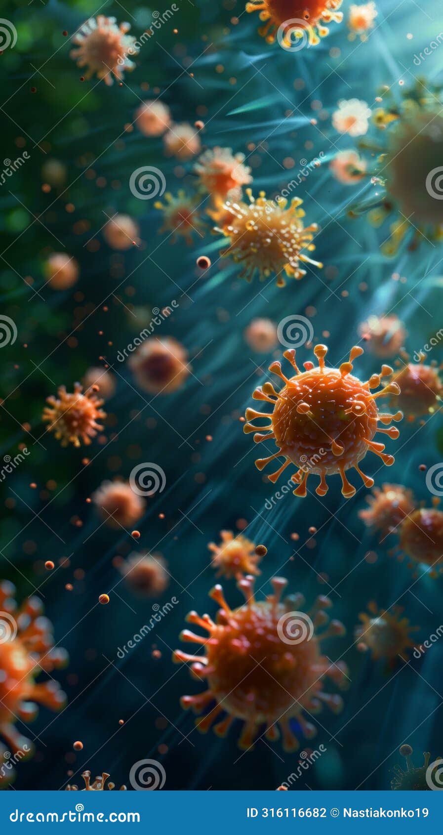 Group of Floating Germs, Airborne Particles Spreading in the Atmosphere ...