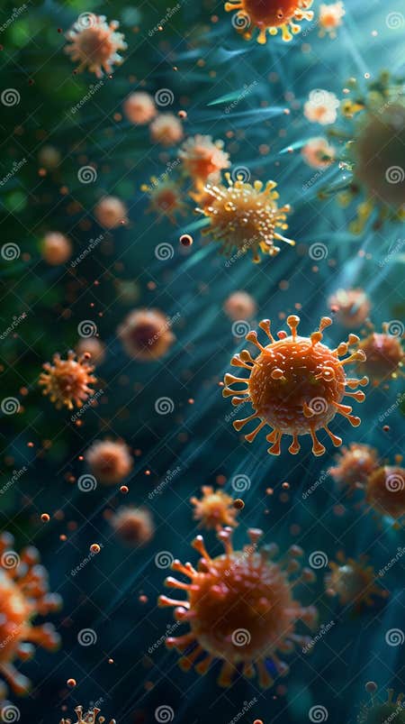 Group of Floating Germs, Airborne Particles Spreading in the Atmosphere ...