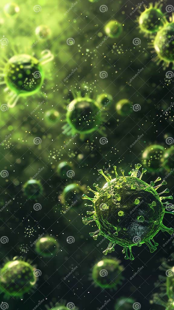 Group of Floating Germs, Airborne Particles Spreading in the Atmosphere ...