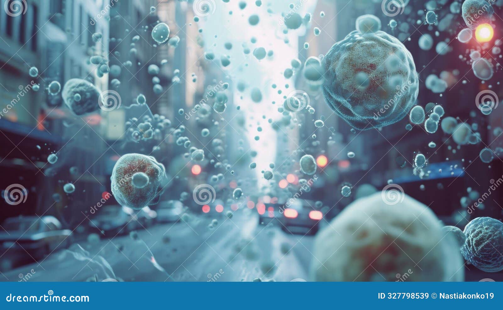 Group of Floating Germs, Airborne Particles Spreading in the Atmosphere ...