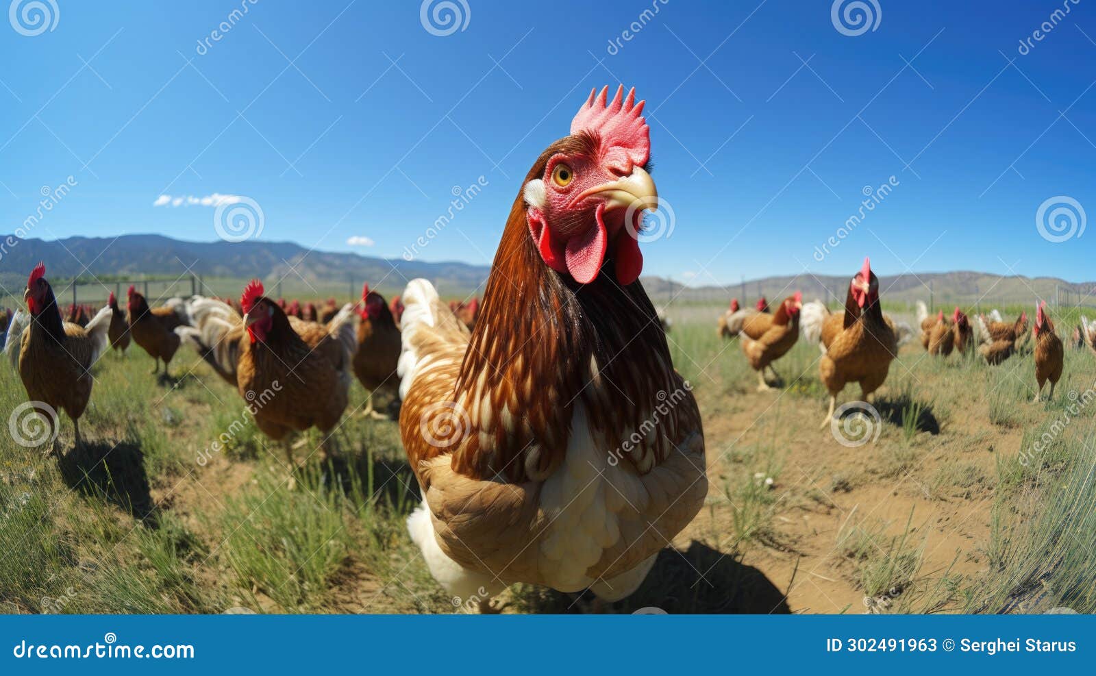 A Group of a Flock of Chickens Standing in the Grass, AI Stock Image ...