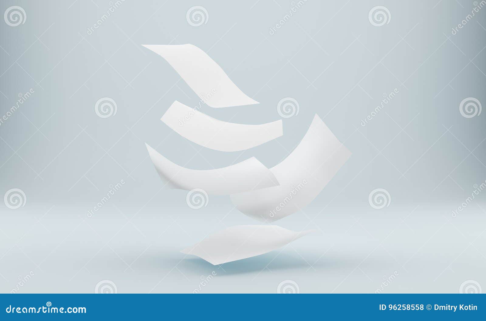Group of Flying 3d White Papers. 3D Rendering Stock Illustration ...