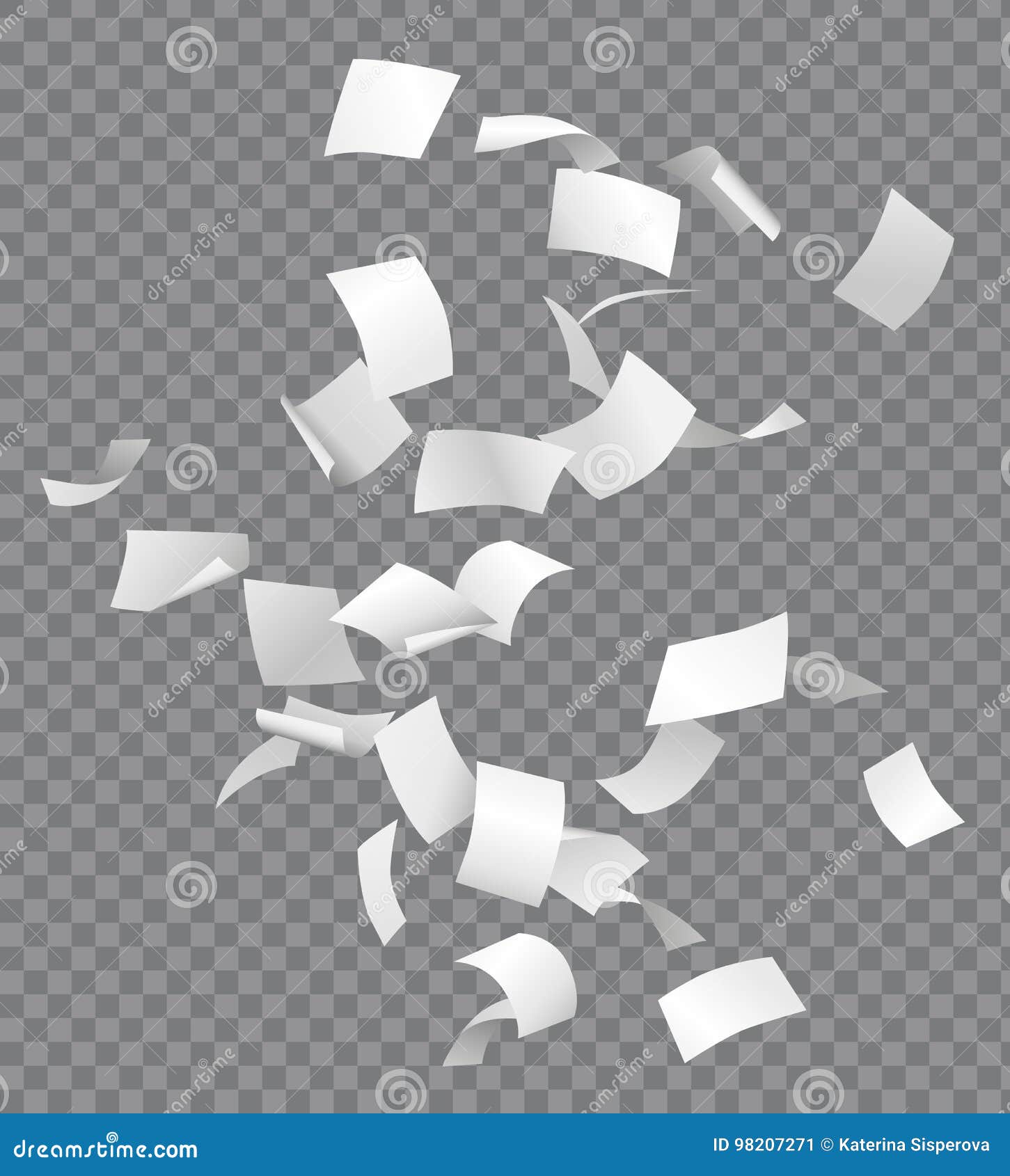 Papers Flying. Clean Blank Paper Sheet Falling Down With Curved Corners ...