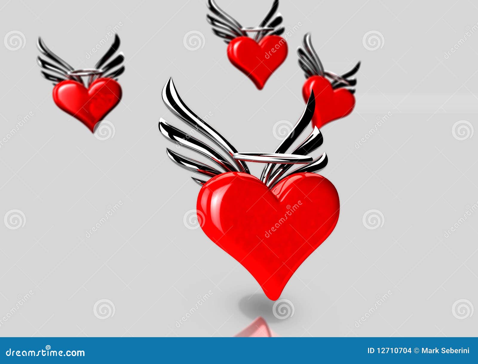 A group of flying hearts stock illustration. Illustration of jewellery ...