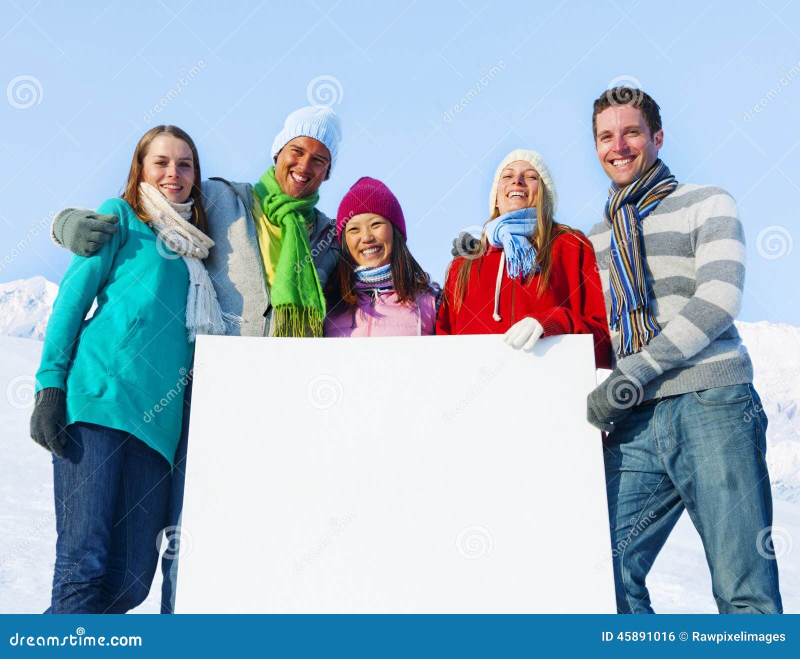 Group Fo People Banner Snow Winter Concept Stock Photo - Image of ...