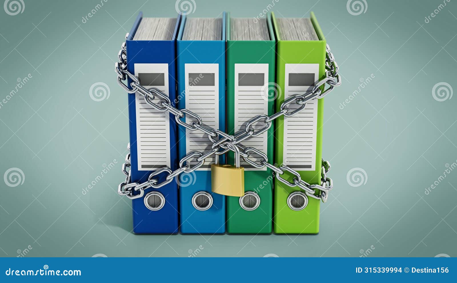 Group of Folders Wrapped with Chains and Padlock. 3D Illustration Stock ...