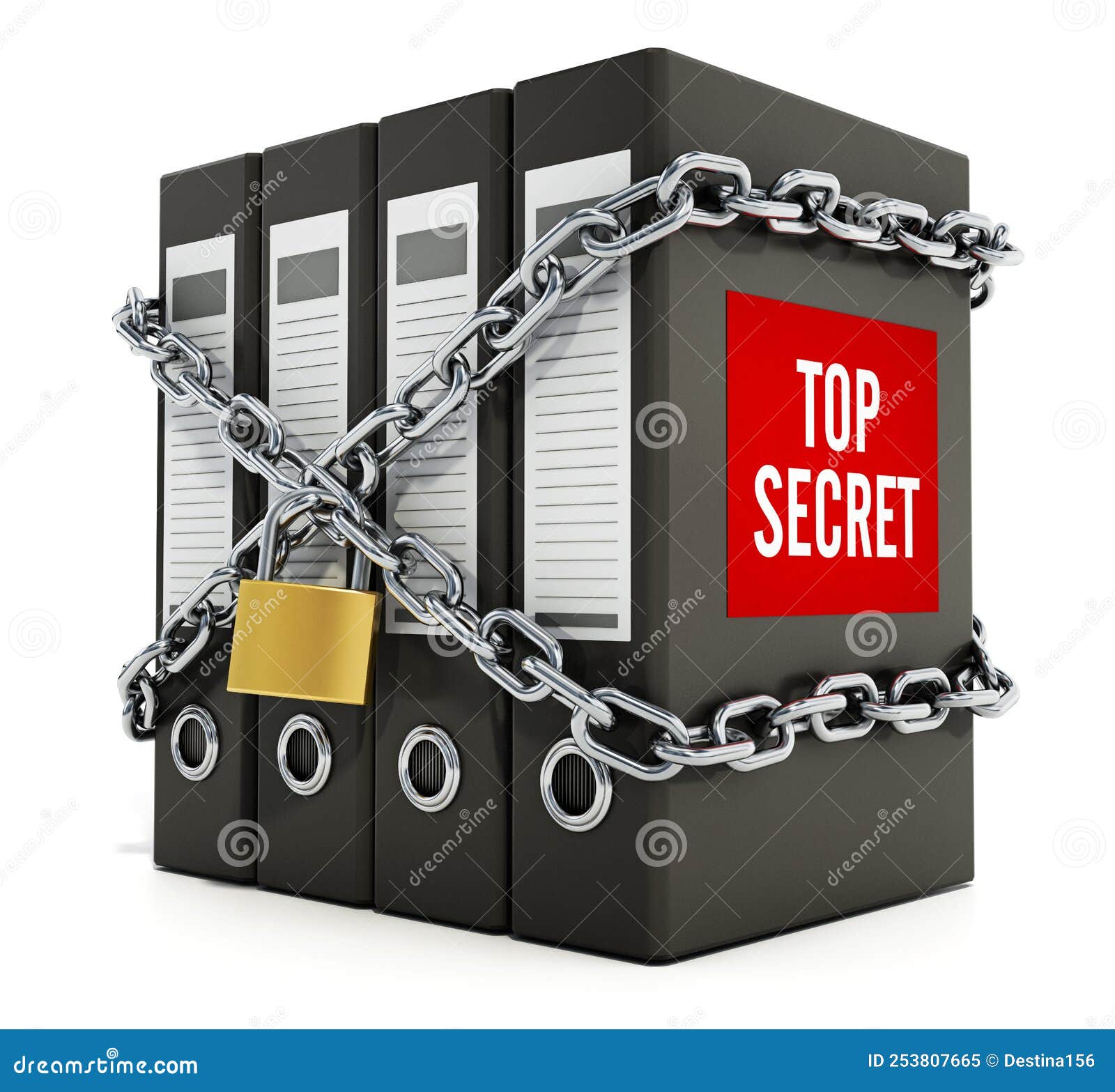 Group of Folders Wrapped with Chains and Padlock. 3D Illustration Stock ...