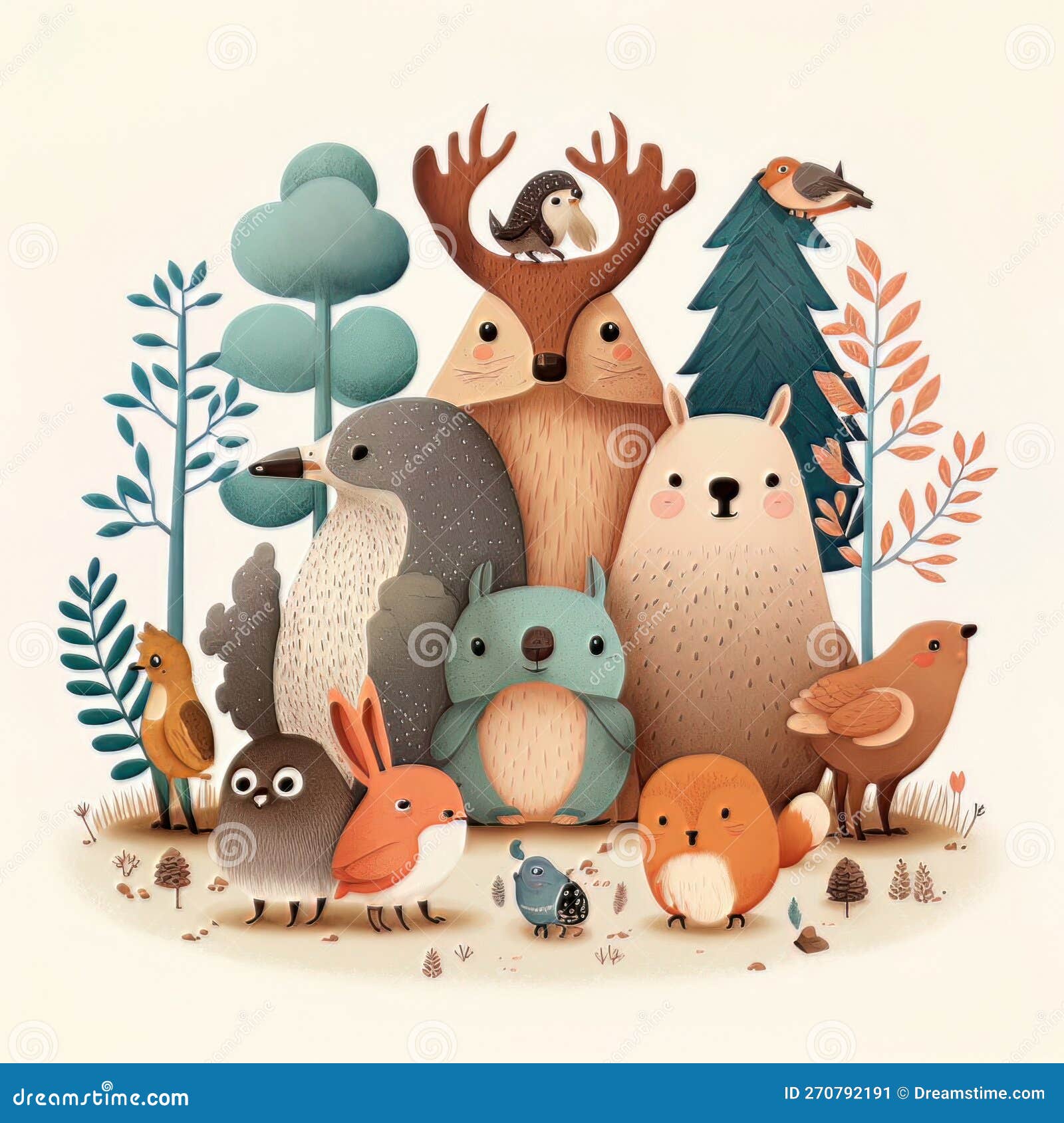 Group of forest animals stock illustration. Illustration of style ...