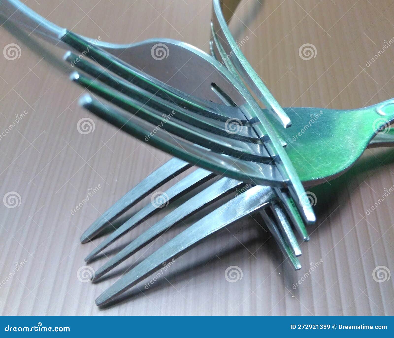 Group of forks on table stock image. Image of iron, shiny - 272921389