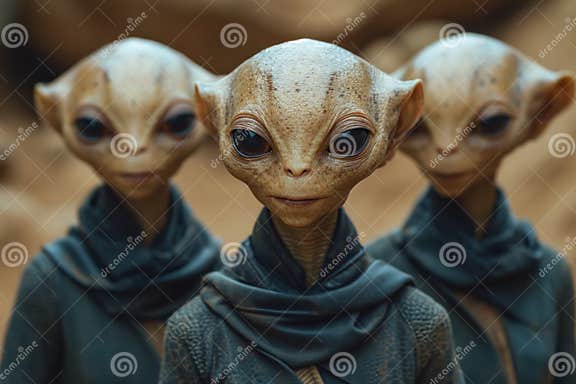 A Group of Four Aliens Standing on the Moon Stock Illustration ...