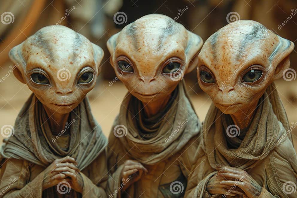 A Group of Four Aliens Standing on the Moon Stock Illustration ...