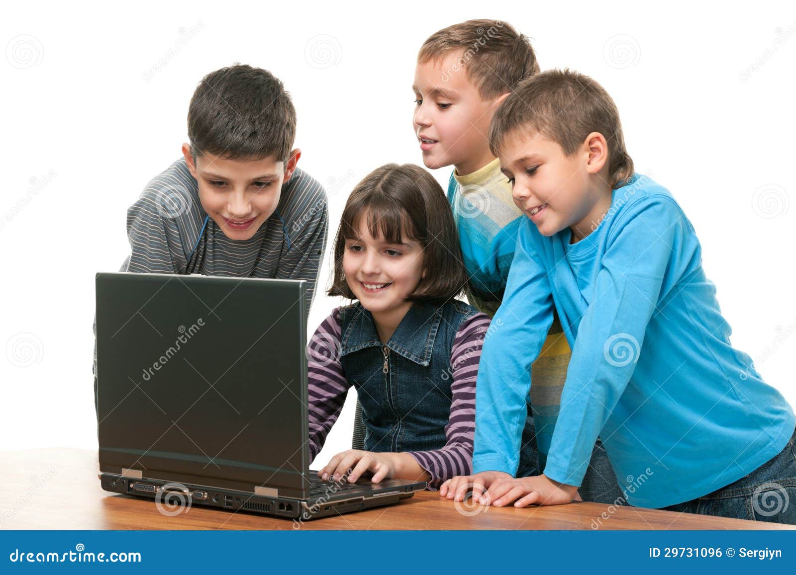 Children with laptop stock photo. Image of studio, pleasure - 29731096