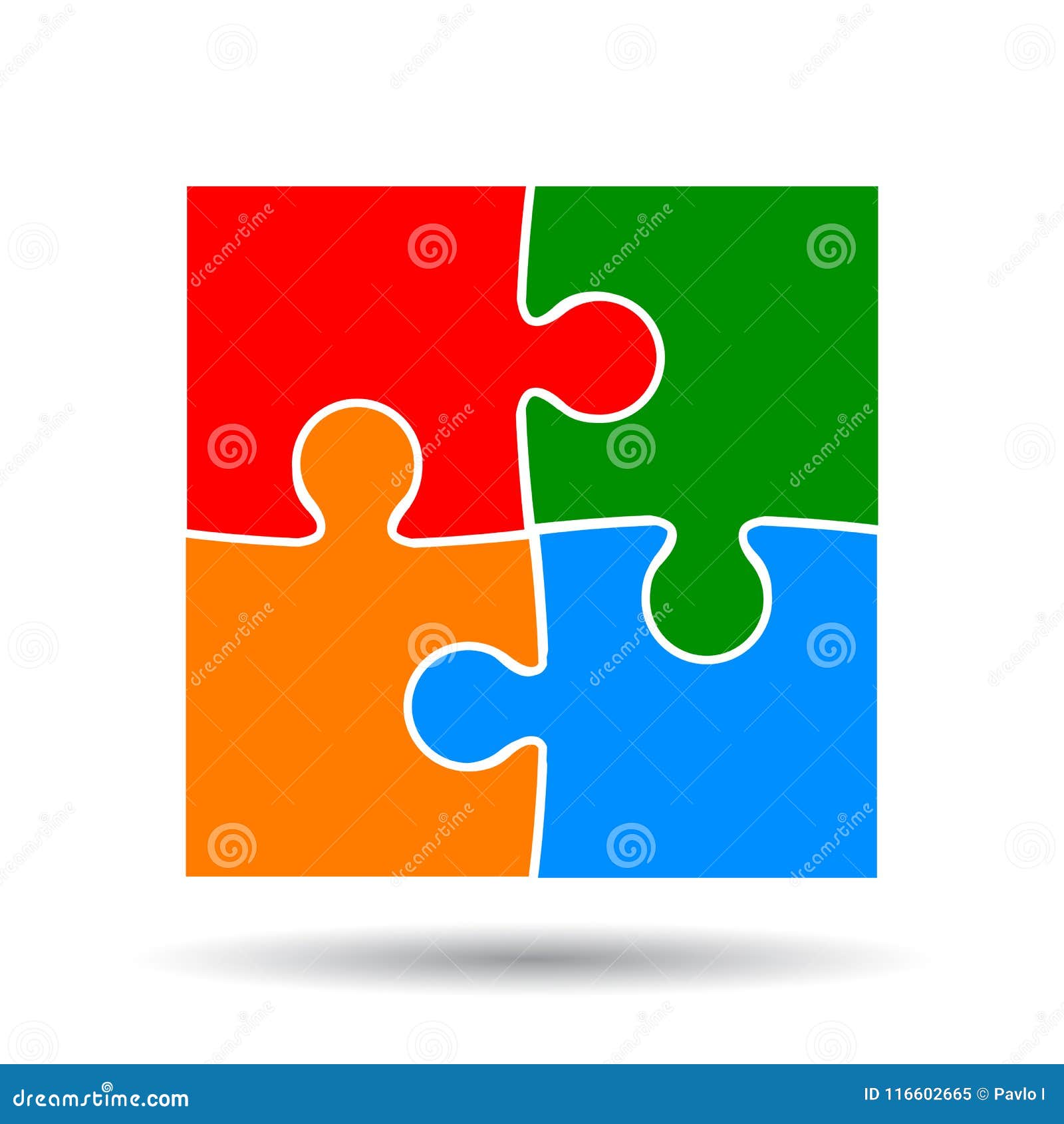 Group of Four Color Puzzle - Vector Stock Illustration - Illustration ...