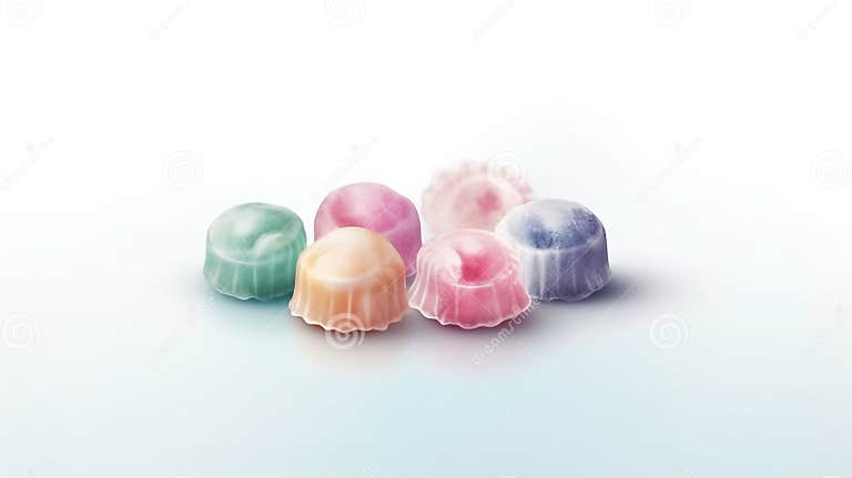 A Group of Four Different Colored Bundts on a White Surface Stock ...