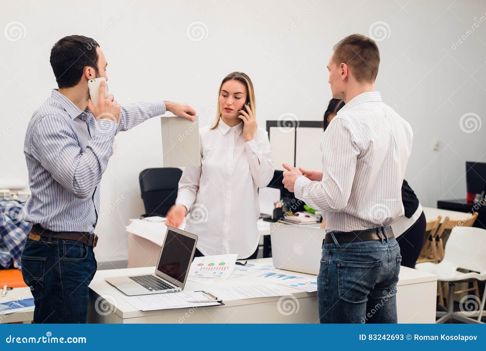 Group of Four Diverse Cheerful Co-workers Taking Self Portrait and ...