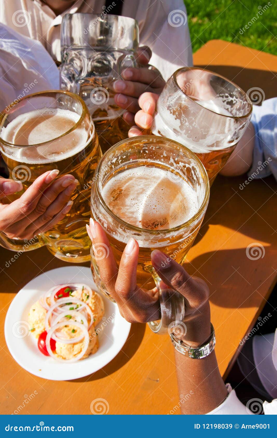 Group of Four Friends Drinking Beer Stock Image - Image of costume ...