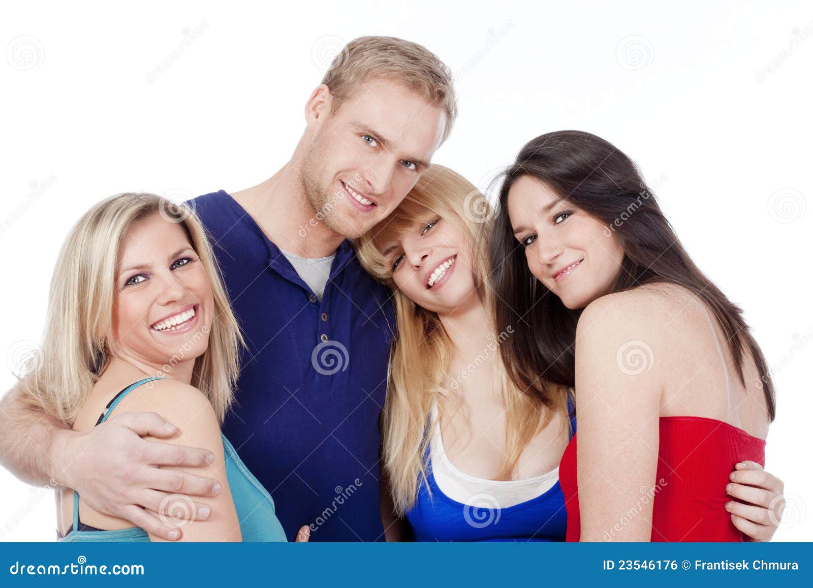Group of Four Friends Smiling Stock Photo - Image of casual, happy ...