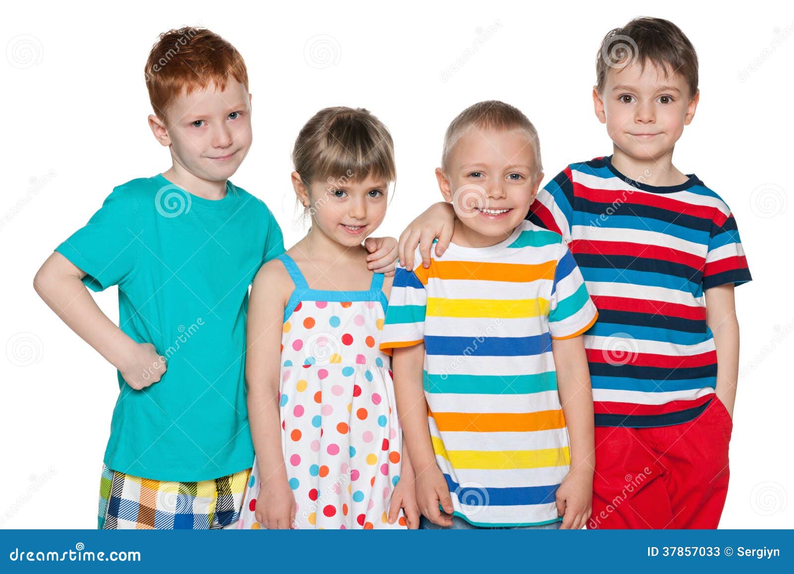 Group of four joyful kids stock image. Image of male - 37857033