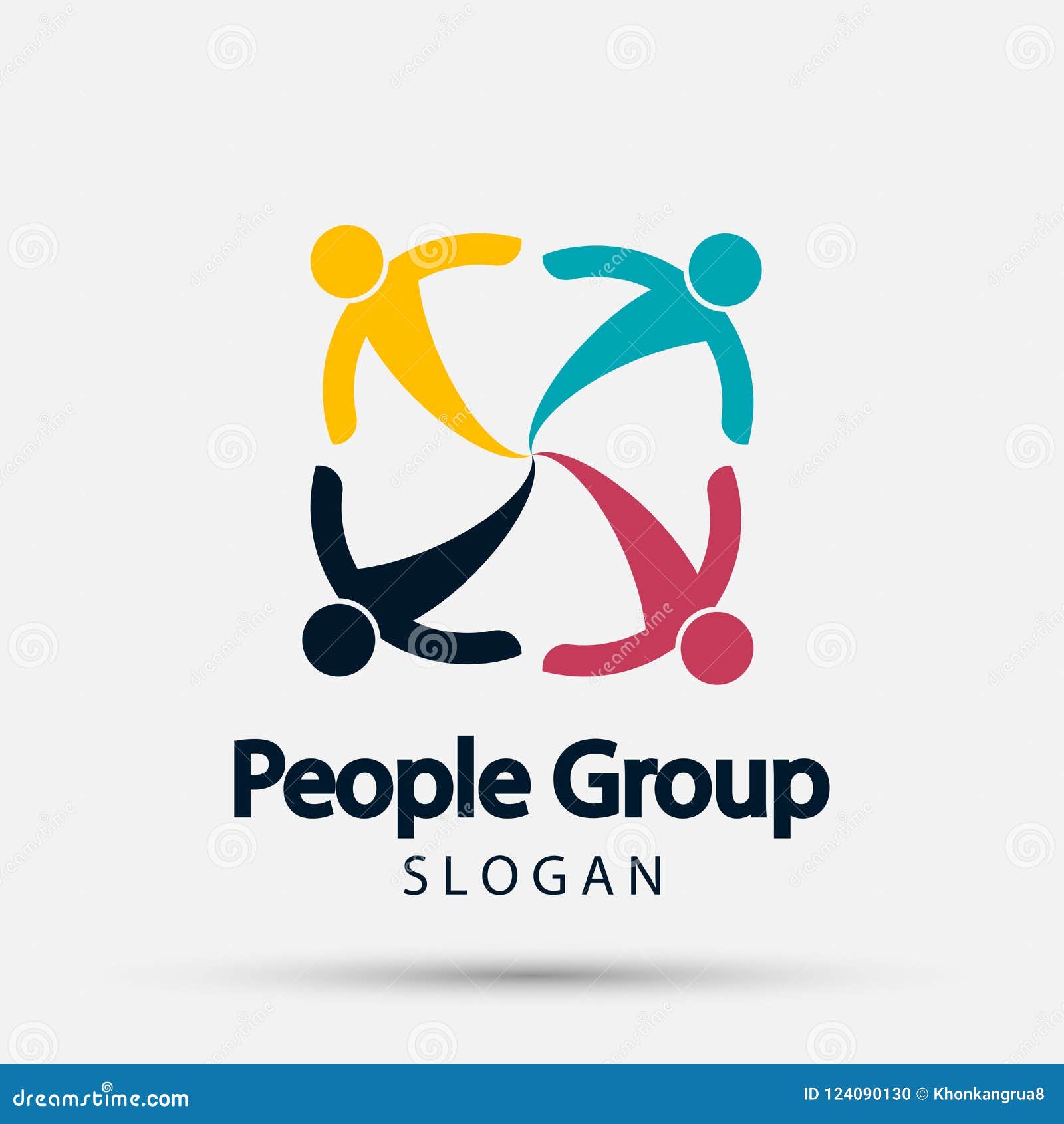 Group Four People Logo Handshake in a Circle,Teamwork Icon.vector ...