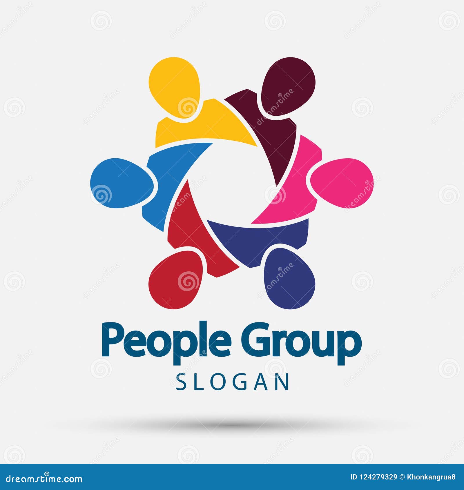 Group Four People Logo Handshake in a Circle,Teamwork Icon.vector ...