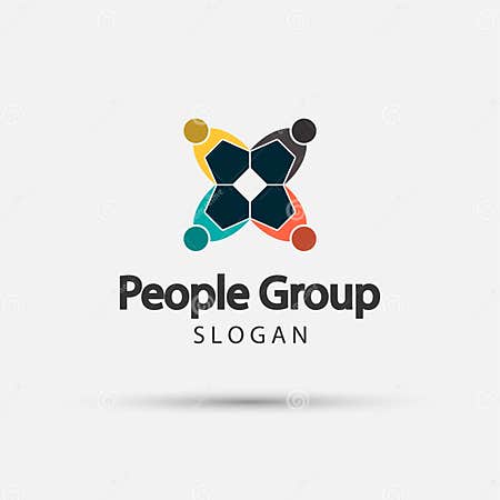Group Four People Logo Handshake in a Circle,Teamwork Icon,Vector ...
