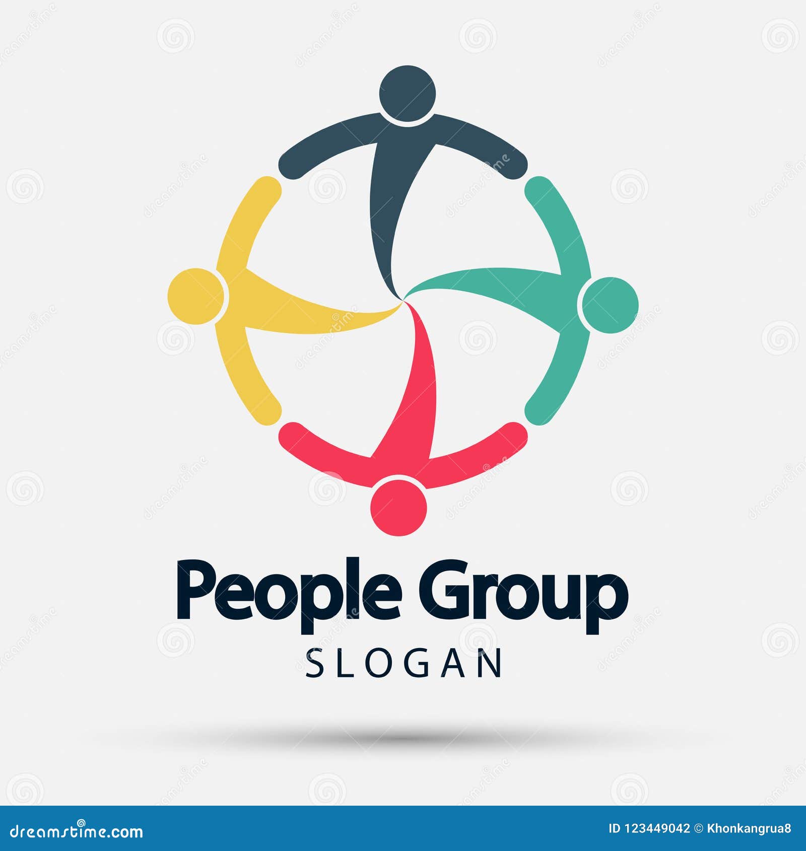 Group Four People Logo Handshake in a Circle,Teamwork Icon.vector ...
