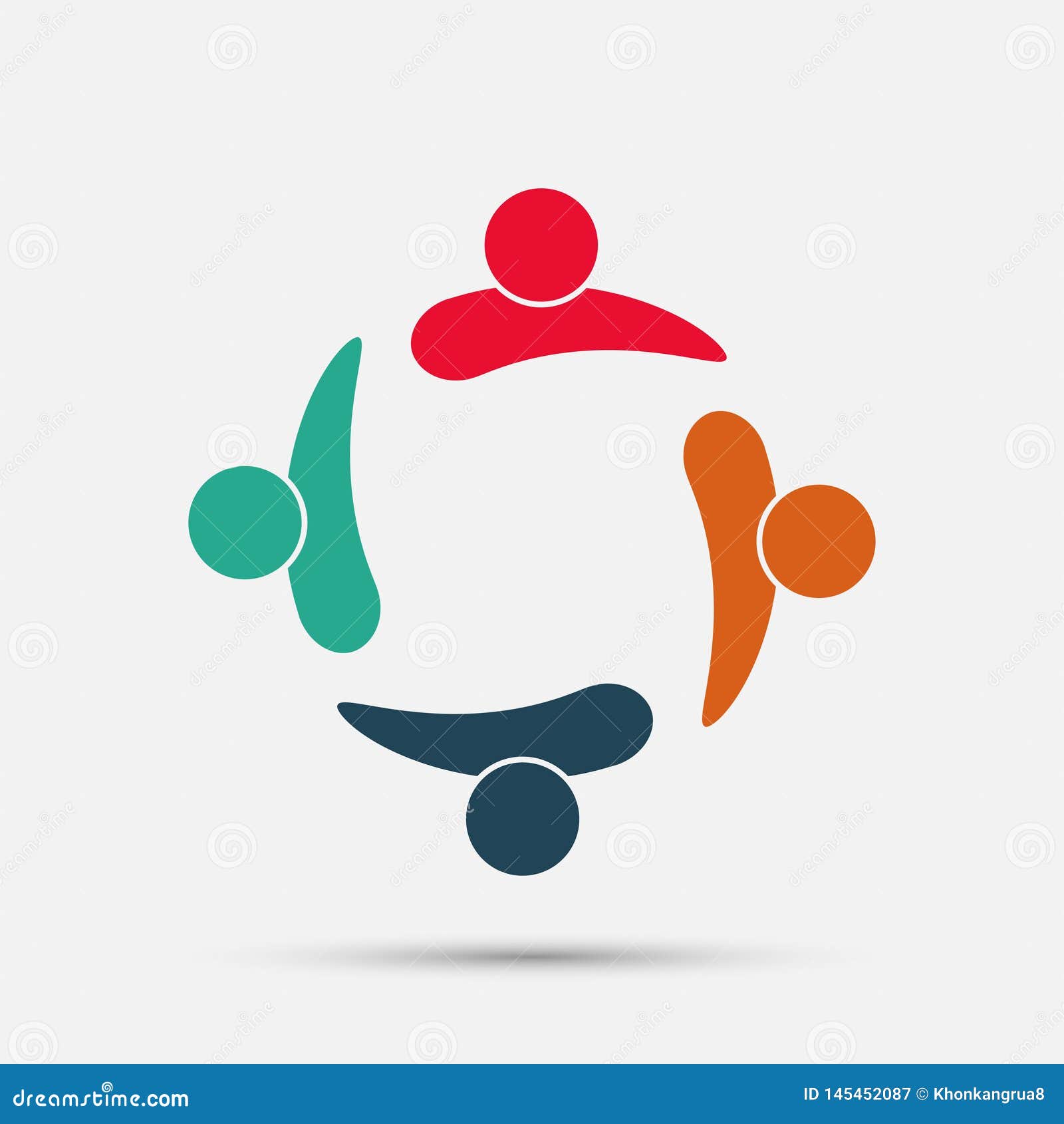 Group Four People Logo Handshake in a Circle,Teamwork Icon.vector ...