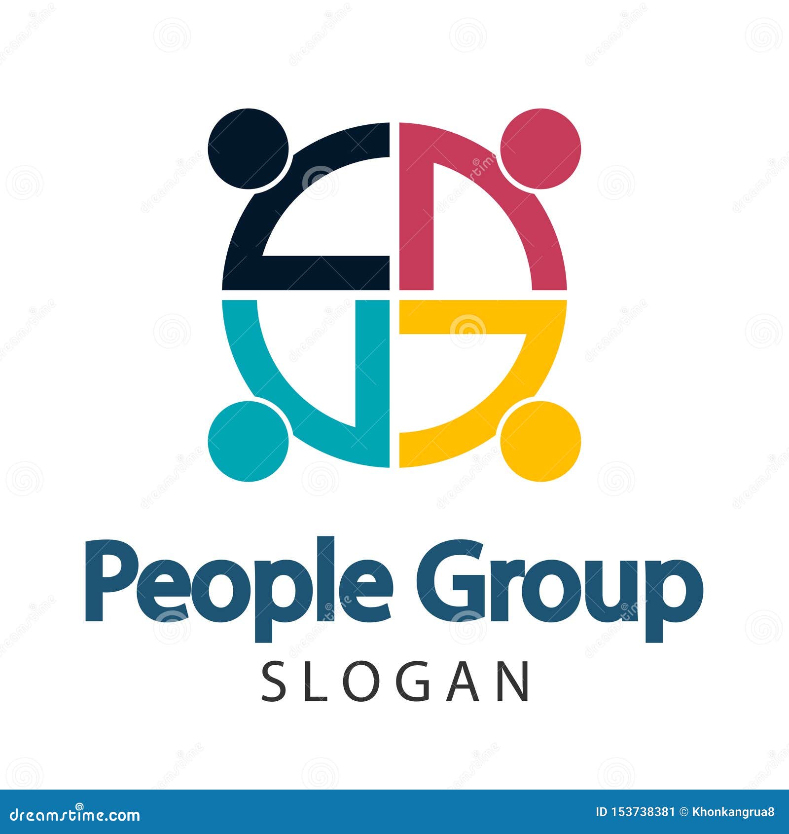 Group Four People Logo Handshake in a Circle,Teamwork Icon.vector ...