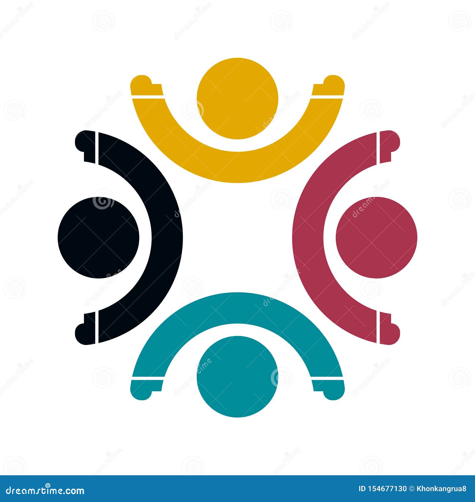 Group Four People Logo Handshake in a Circle,Teamwork Icon.vector ...