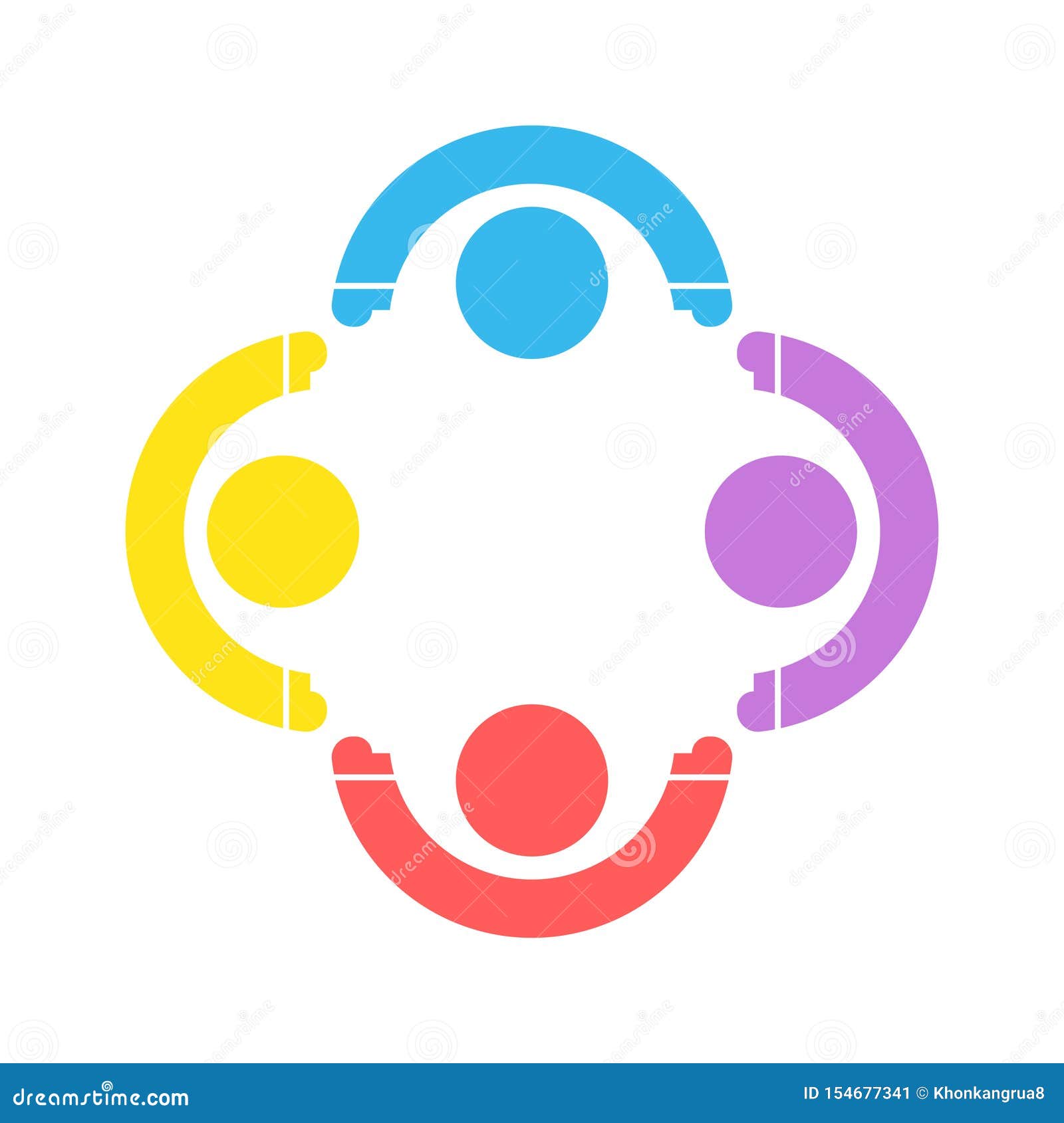 Group Four People Logo Handshake in a Circle,Teamwork Icon.vector ...