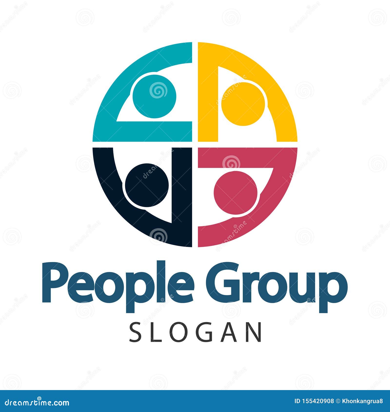 Group Four People Logo Handshake in a Circle,Teamwork Icon.vector ...
