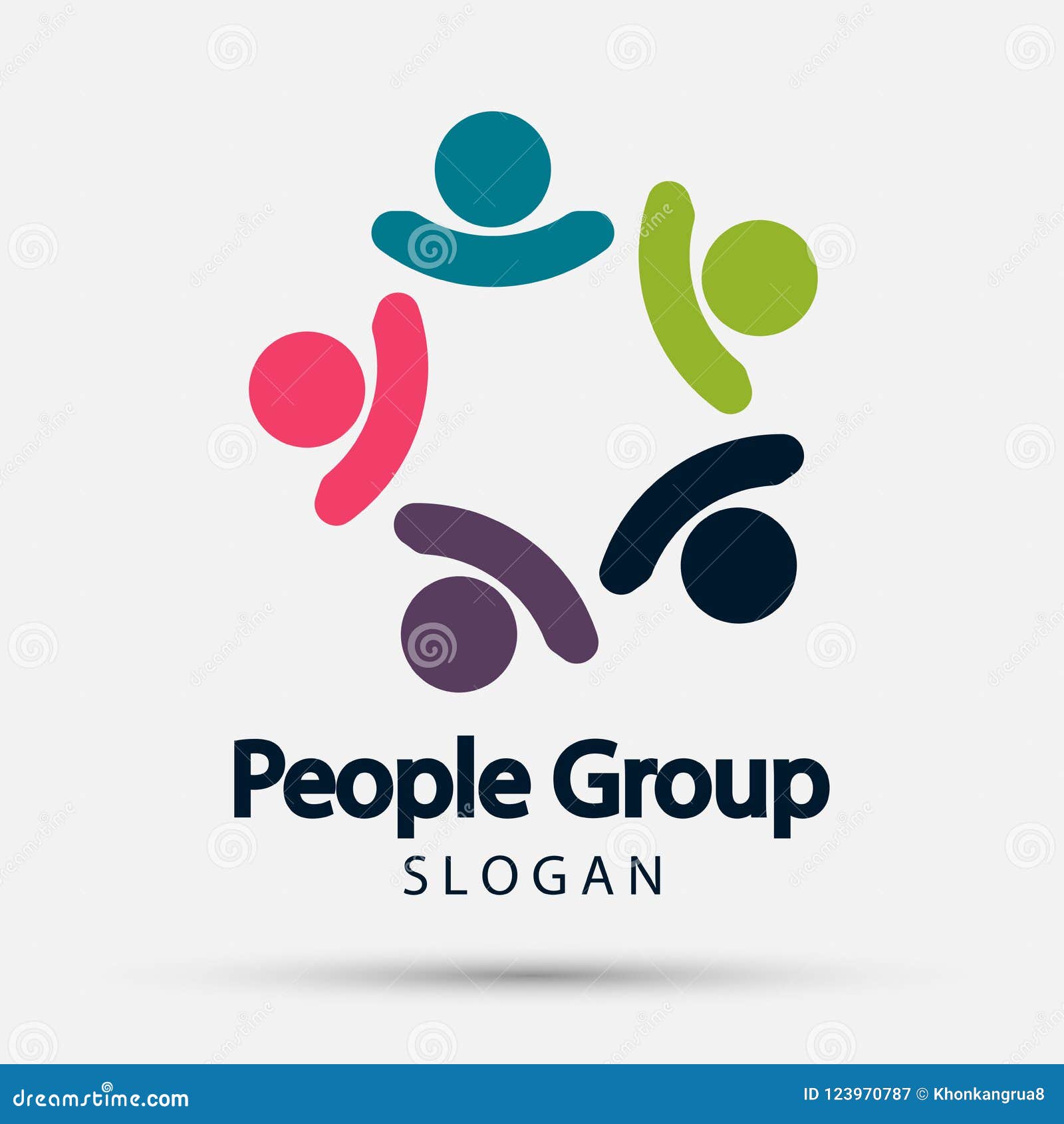 Group Four People Logo Handshake in a Circle,Teamwork Icon.vector ...