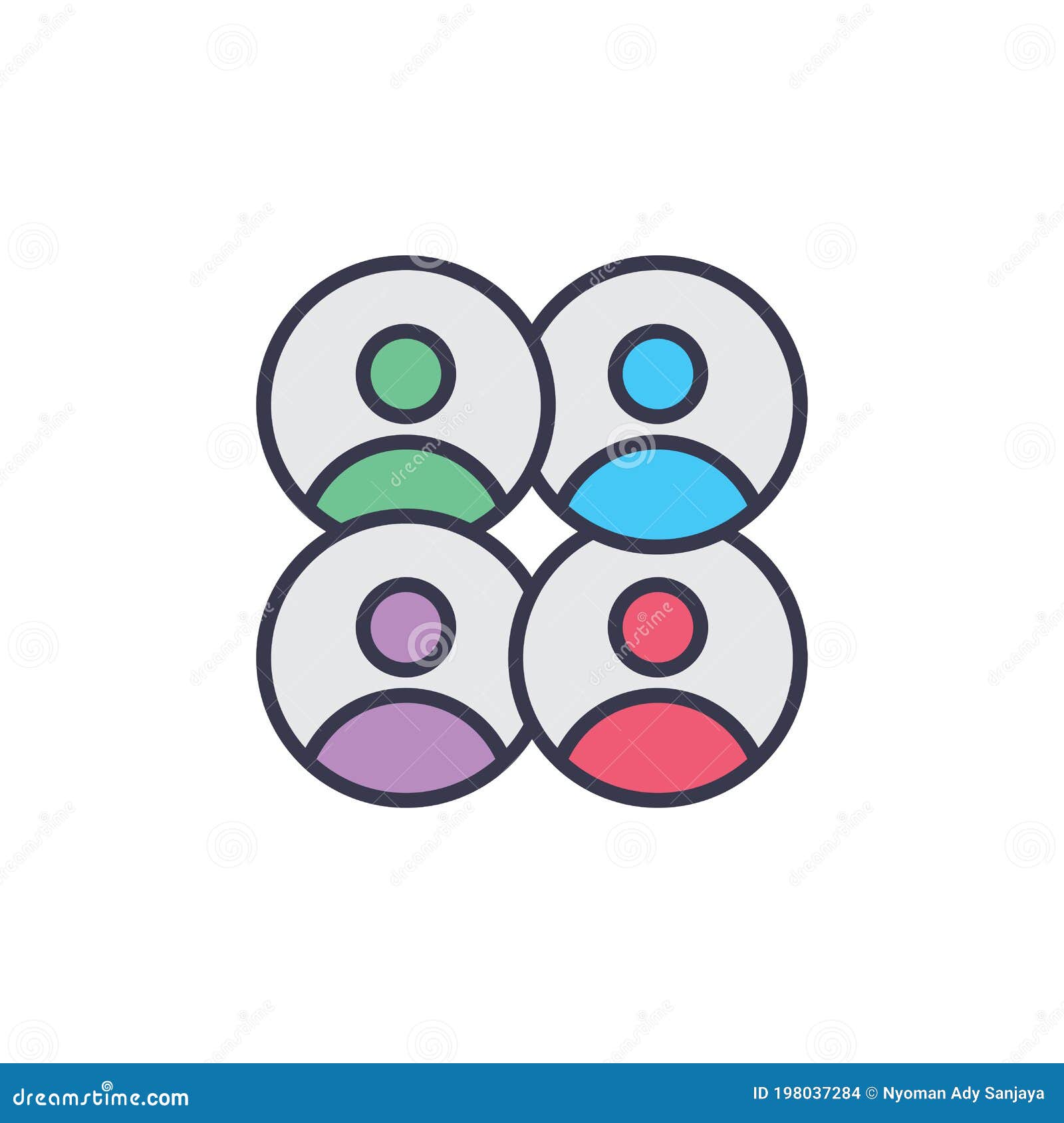 Group of Four People Vectoricon Symbol Isolated on White Background ...