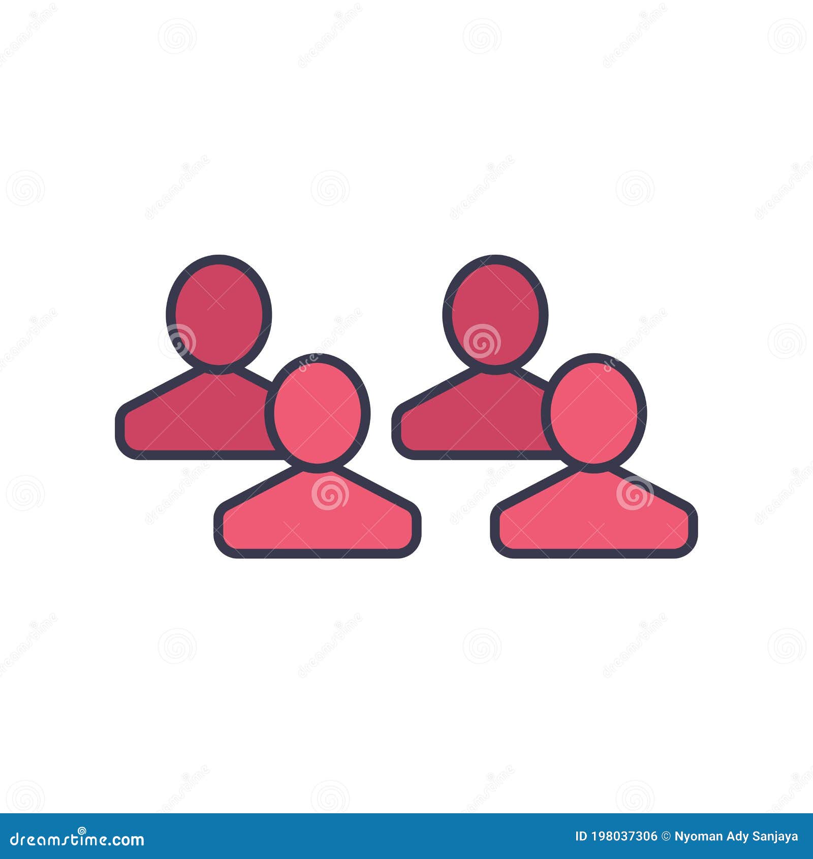 Group of Four People Vectoricon Symbol Isolated on White Background ...
