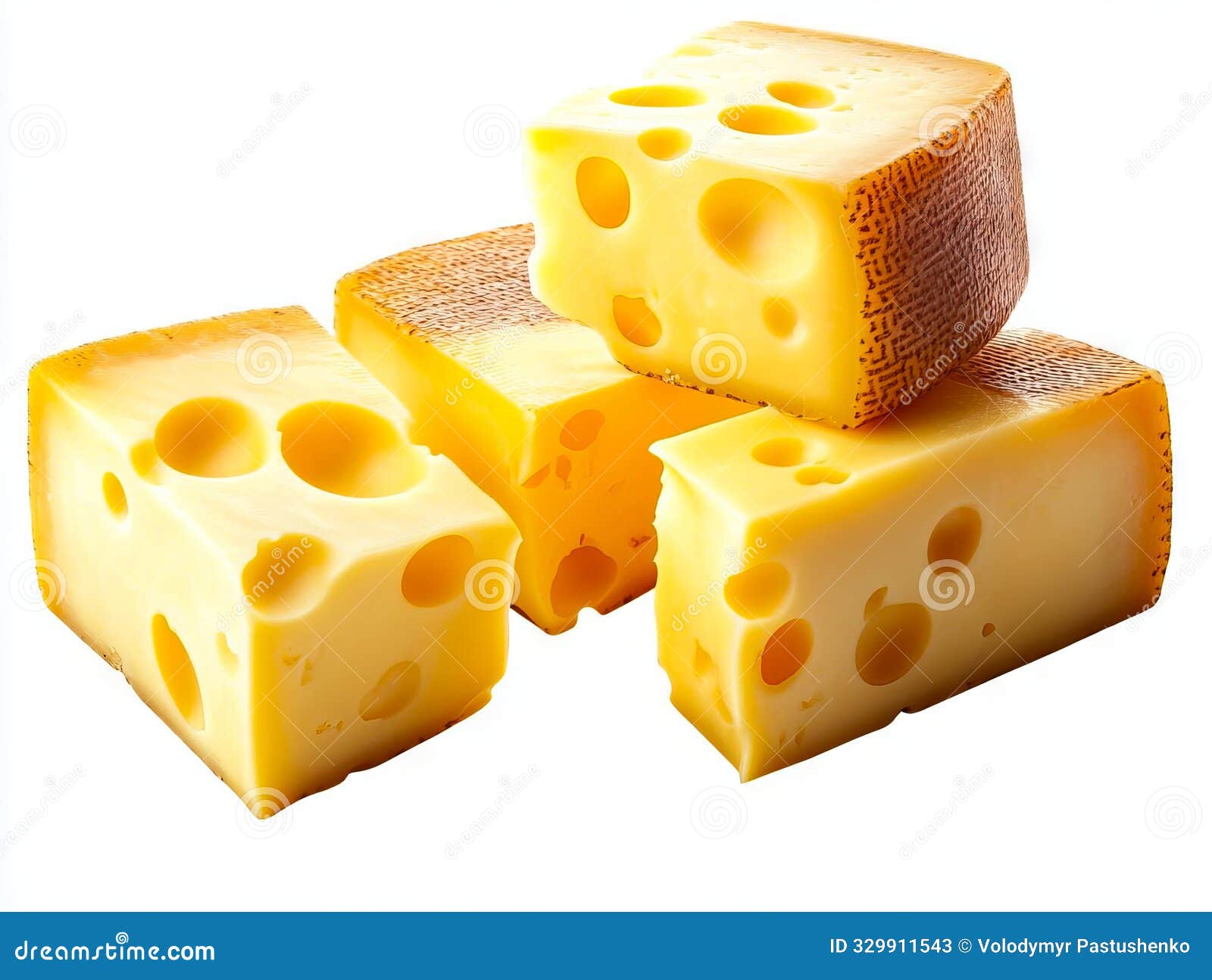 A Group of Four Pieces of Cheese Stacked on Top of Each Other Stock ...