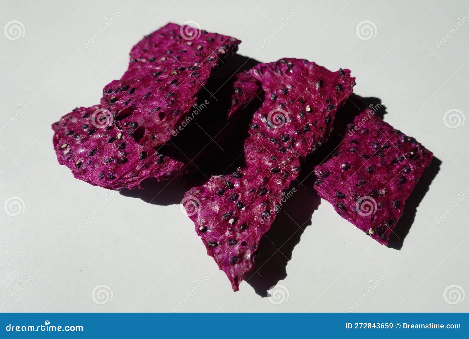 Group of Four Purple Dried Dragon Fruit Chips Stock Image - Image of food, crisps: 272843659